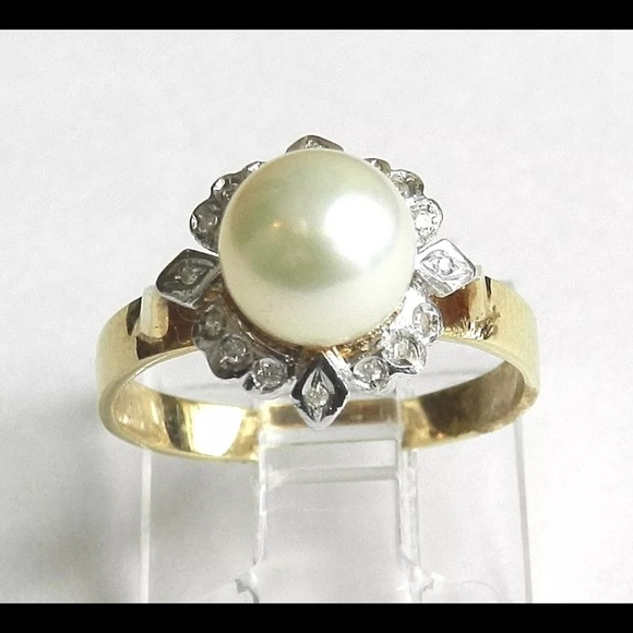 14k Pearl & Diamond Ring Rings